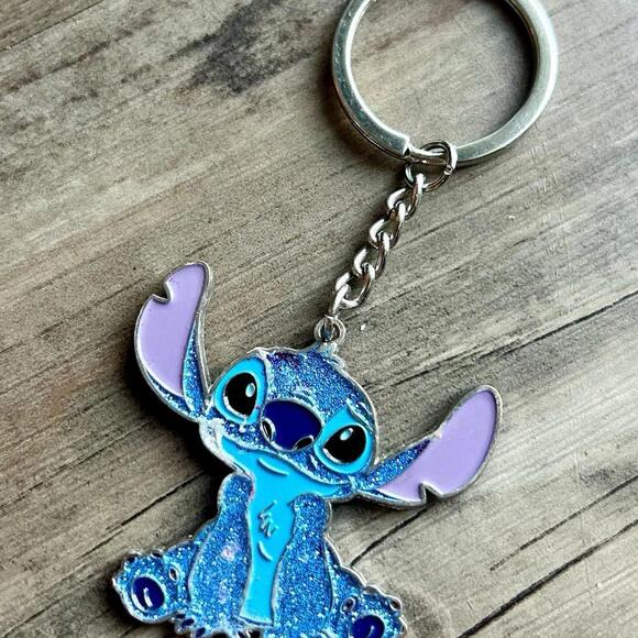 Disney | Other | Lilo Stitch Keychain Sparkly Stitch Keychain Blue ...